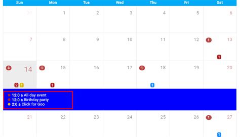 how to customize mwl calendar open day events on mwl calendar month