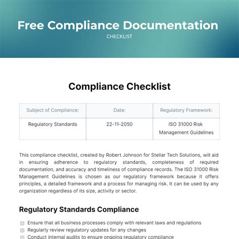 Free Compliance Checklist Templates And Examples Edit Online And Download
