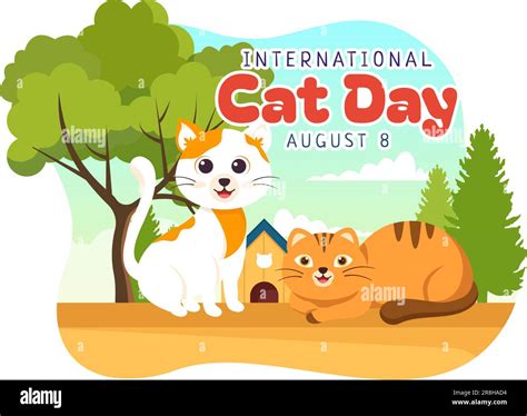 International Cat Day Vector Illustration On August 8 With Cats Animals