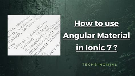 How To Use Angular Material In Ionic 7 YouTube