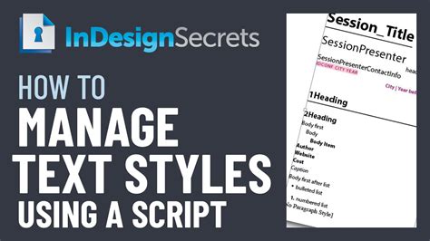 InDesign How To Manage Text Styles Using A Script Video Tutorial YouTube