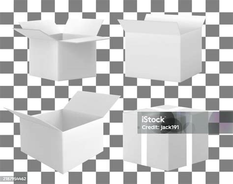 백색 마분지 상자 세트 빈 포장 제품 정연한 상자 모형 콘테이너 포장 기온변화도 메시 0명에 대한 스톡 벡터 아트 및 기타