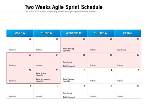 Two Weeks Agile Sprint Schedule Presentation Graphics Presentation Powerpoint Example