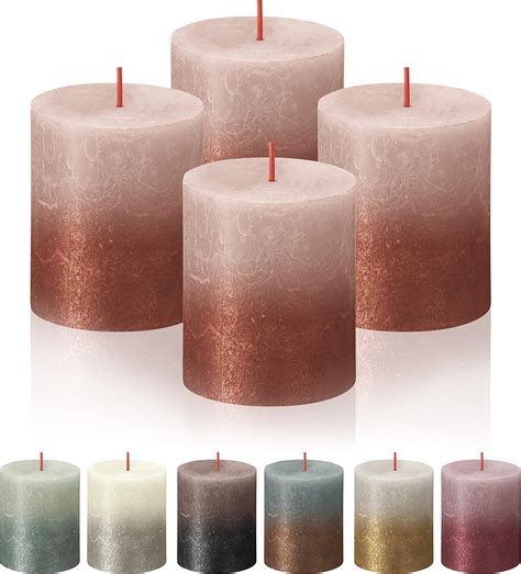 Mtlee 6 Pcs Ribbed Pillar Candles 2x4 Sage And Salt