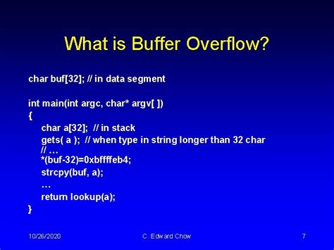 Buffer Overflow Attacks With Slides From Buffer Overflowcs