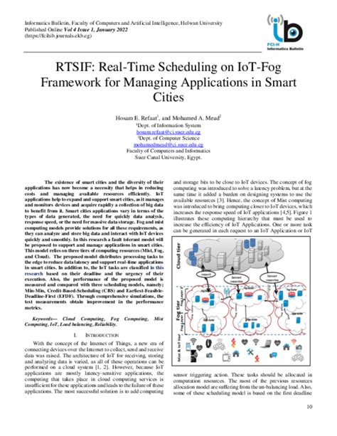 Pdf Real Time Scheduling On Iot Fog Framework For Managing