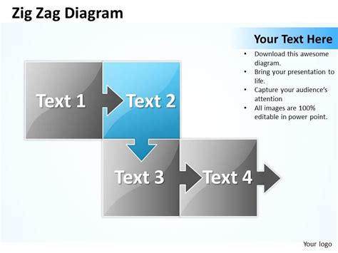 Zig Zag Stages PowerPoint Shapes PowerPoint Slide Deck Template Presentation Visual