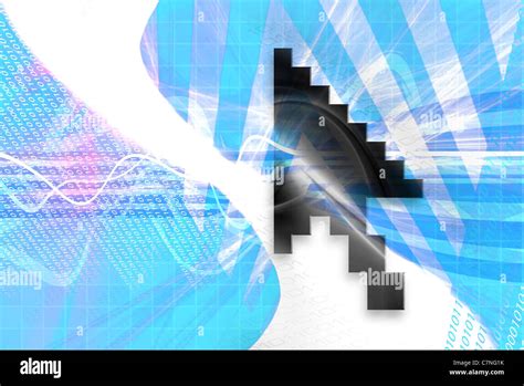 An Illustration Of A Mouse Arrow Cursor Isolated Over A Blue Binary