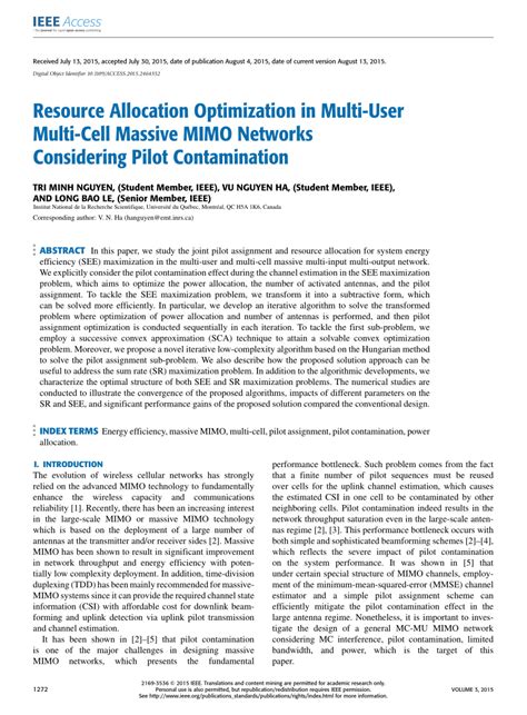 pdf resource allocation optimization in multi user multi cell massive