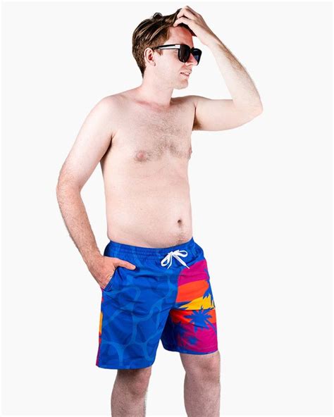 Men's Swim Beach Trunks - Blue&coconut Tree | Man swimming, Trunks, Blue