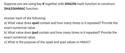 Solved 5 Points Sha1 Sha224 And Sha512 Are Examples Of