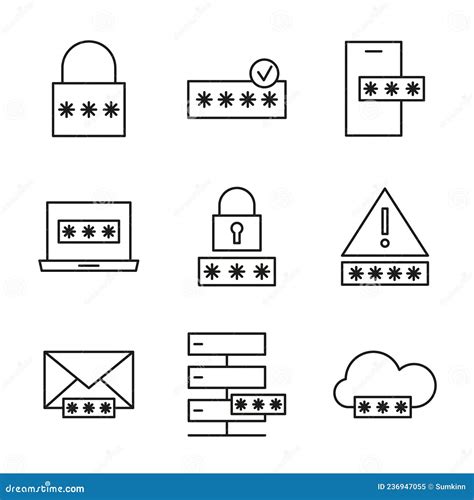 Set Of Vector Icons Password Stock Vector Illustration Of Secure