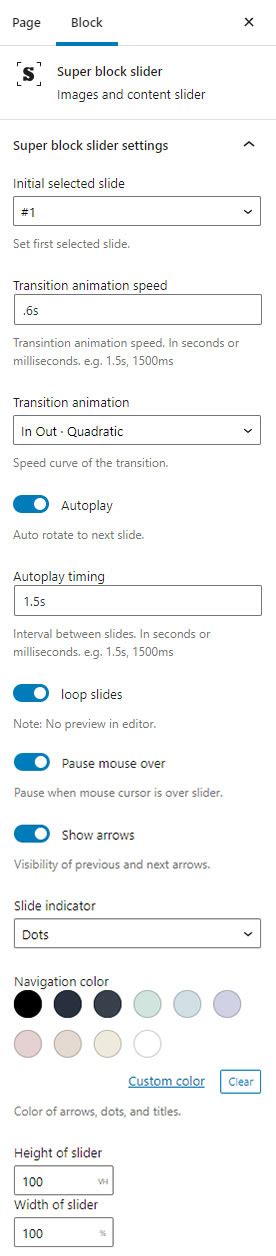 documentations super block slider