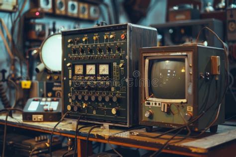 Vintage Oscilloscope Retro Electrical Device Generative Ai Illustration Stock Image Image Of