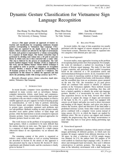 Dynamic Gesture Classification For Vietnamese Sign Pdf Support