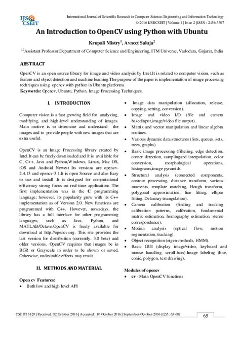 Pdf An Introduction To Opencv Using Python With Ubuntu