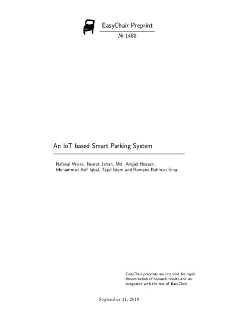 pdf an iot based smart parking system romana rahman ema