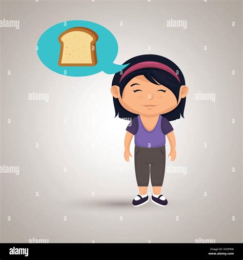 Girl Cartoon Bread Slice Stock Vector Image Art Alamy