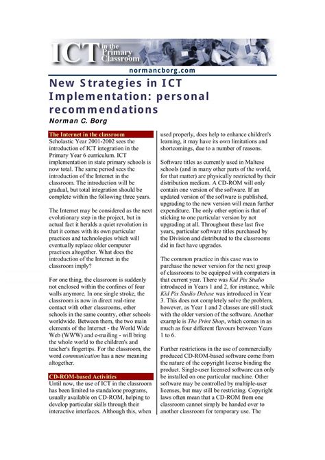 New Strategies In Ict Implementation Personal Norman C Borg