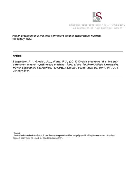 Design Procedure Of A Line Start Permanent Magnet Synchronous Machine Download Free Pdf
