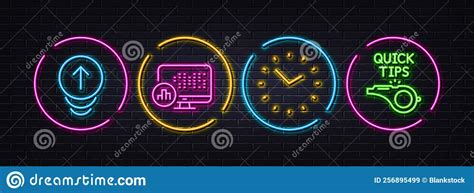 Report Statistics Swipe Up And Time Minimal Line Icons For Web Application Printing Neon