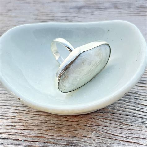 Preorder Surf Clam Pipi Shell 35mm Adjustable Sterling Silver Ring Nostalgem