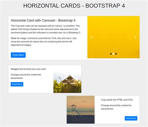 Horizontal Cards Bootstrap 4