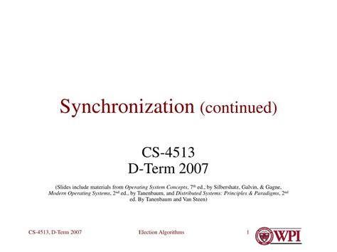 Ppt Synchronization Continued Powerpoint Presentation Free