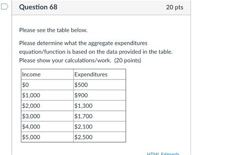 Solved Question 68 20 Pts Please See The Table Below Please