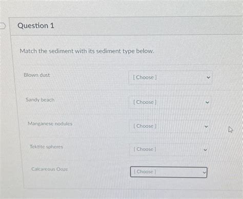Solved Match The Sediment With Its Sediment Type Below