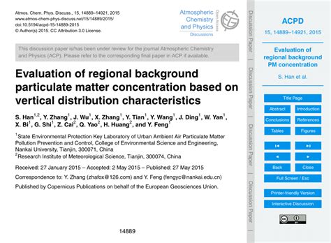 Pdf Evaluation Of Regional Background Particulate Matter