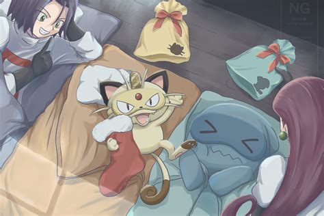 Jessie James Meowth And Wobbuffet Pokemon And More Drawn By Omochi Aoi Guruguru Danbooru