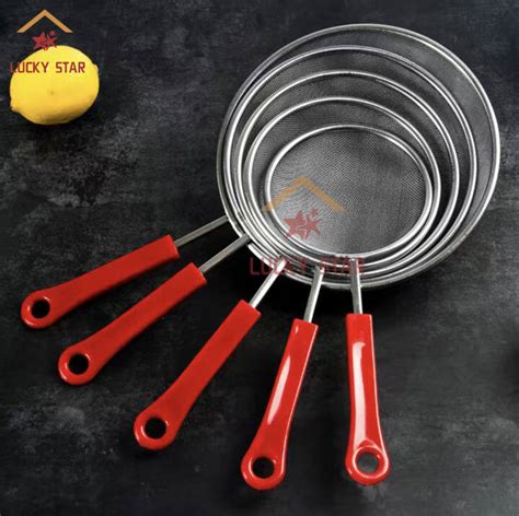 Multi Purpose Food Strainer Stainless Steel Red Handle Salaan Stainless