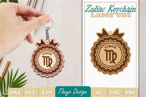 Virgo Keychain Lasercut Keycahin Design Zodiac 6446609