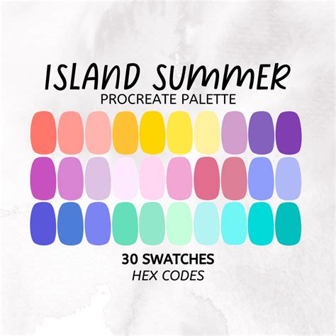 Procreate Color Palette Island Summer Procreate Palette For IPad Color Swatches Etsy