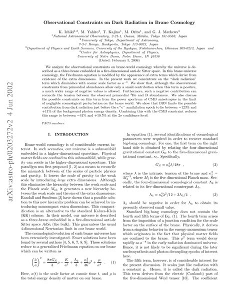 Pdf Observational Constraints On Dark Radiation In Brane Cosmology