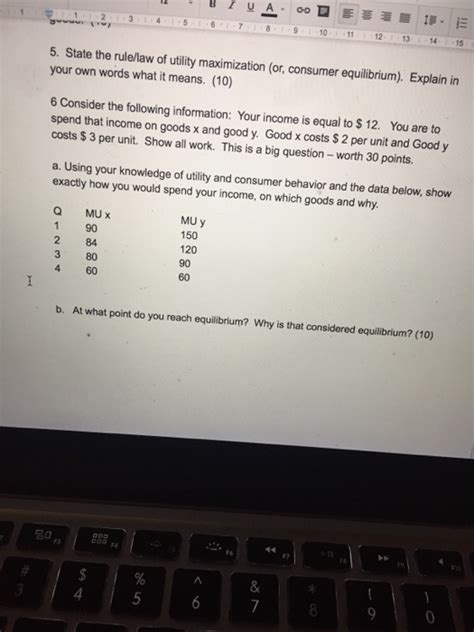 solved state the rule law of utility maximization or