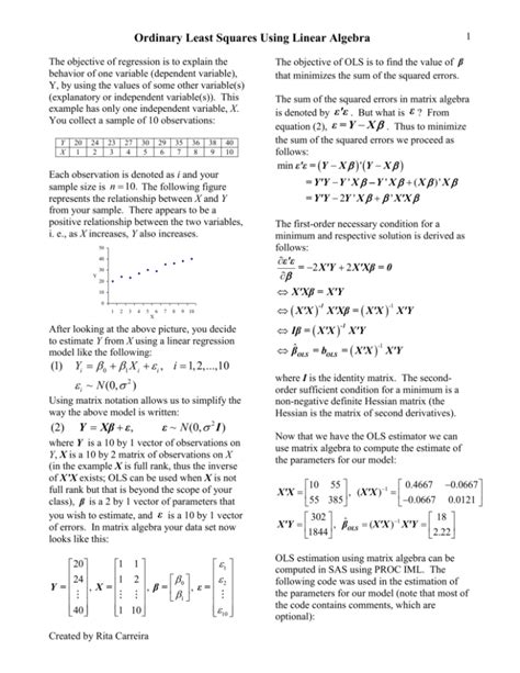 Ordinary Least Squares Using Linear Algebra