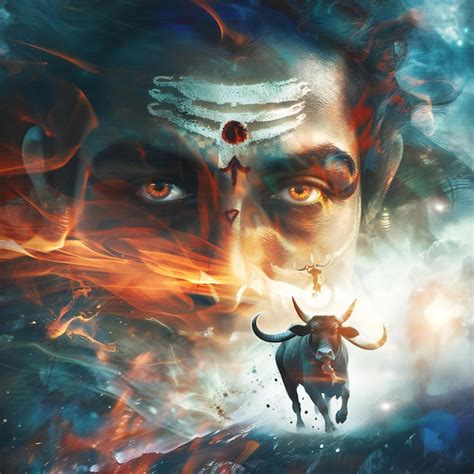 Premium Photo | Lord Shiva Behind and Nandi Running Digital Art