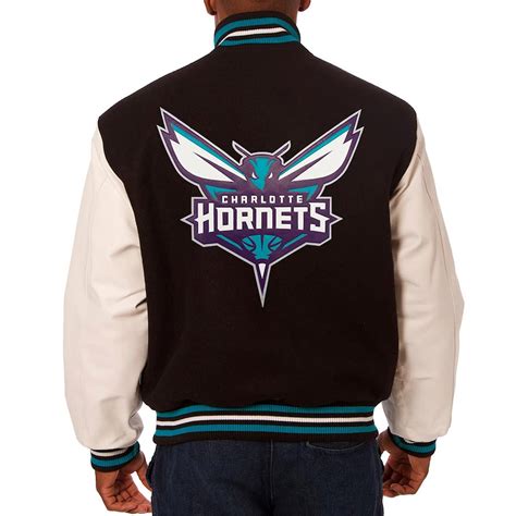 Woolleather Charlotte Hornets Varsity Black And White Jacket Jacket Makers