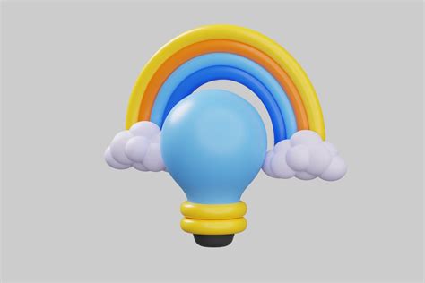 Lightbulb With Rainbow And Clouds 3d Model Prime Access