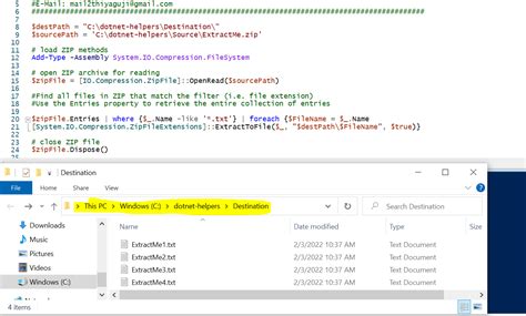 how to extract specific files from zip archive using powershell