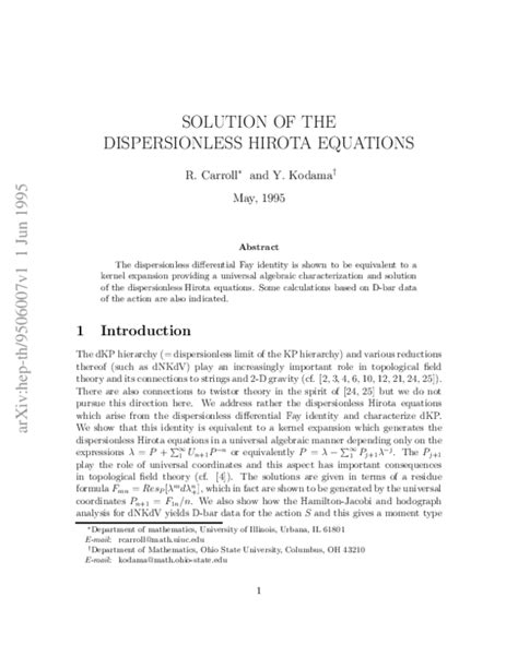 Pdf Solution Of The Dispersionless Hirota Equations