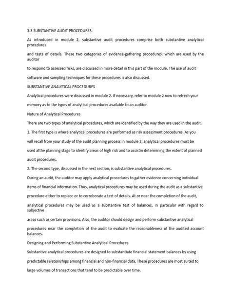 3 3 Substantive Audit Procedures Full Text 1 Pdf Audit Data Analysis