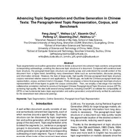 Advancing Topic Segmentation And Outline Generation In Chinese Texts