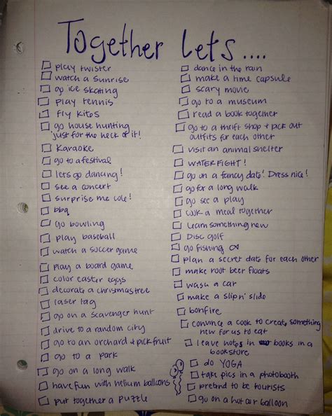 Fun Date Night Ideas Checklist