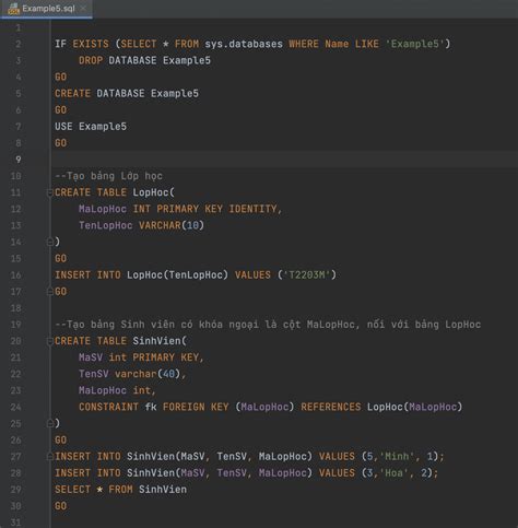 Ví Dụ Về Tạo Bảng Và Ràng Buộc Trong Sql