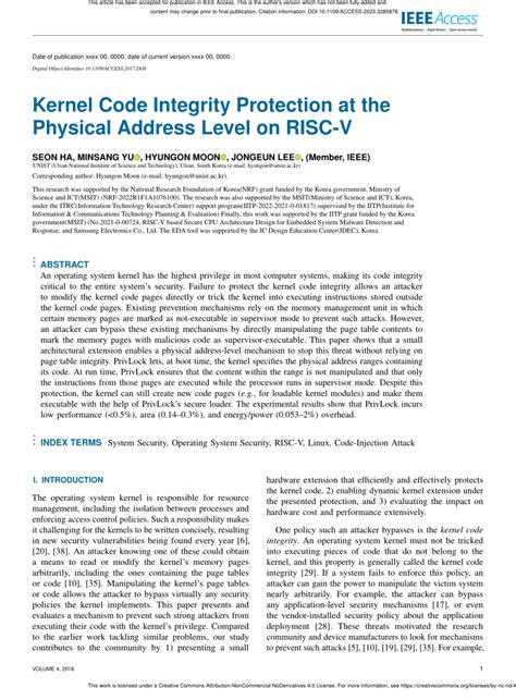 Pdf Kernel Code Integrity Protection At The Physical Address Level On Risc V