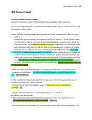 MLA Project Docx MLA Review Project 1 Of 2 MLA Review Project 1 Reading And MLA In Text
