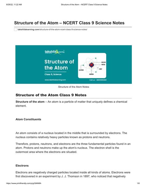 PPT Structure Of The Atom NCERT Class Science Notes PowerPoint Presentation ID